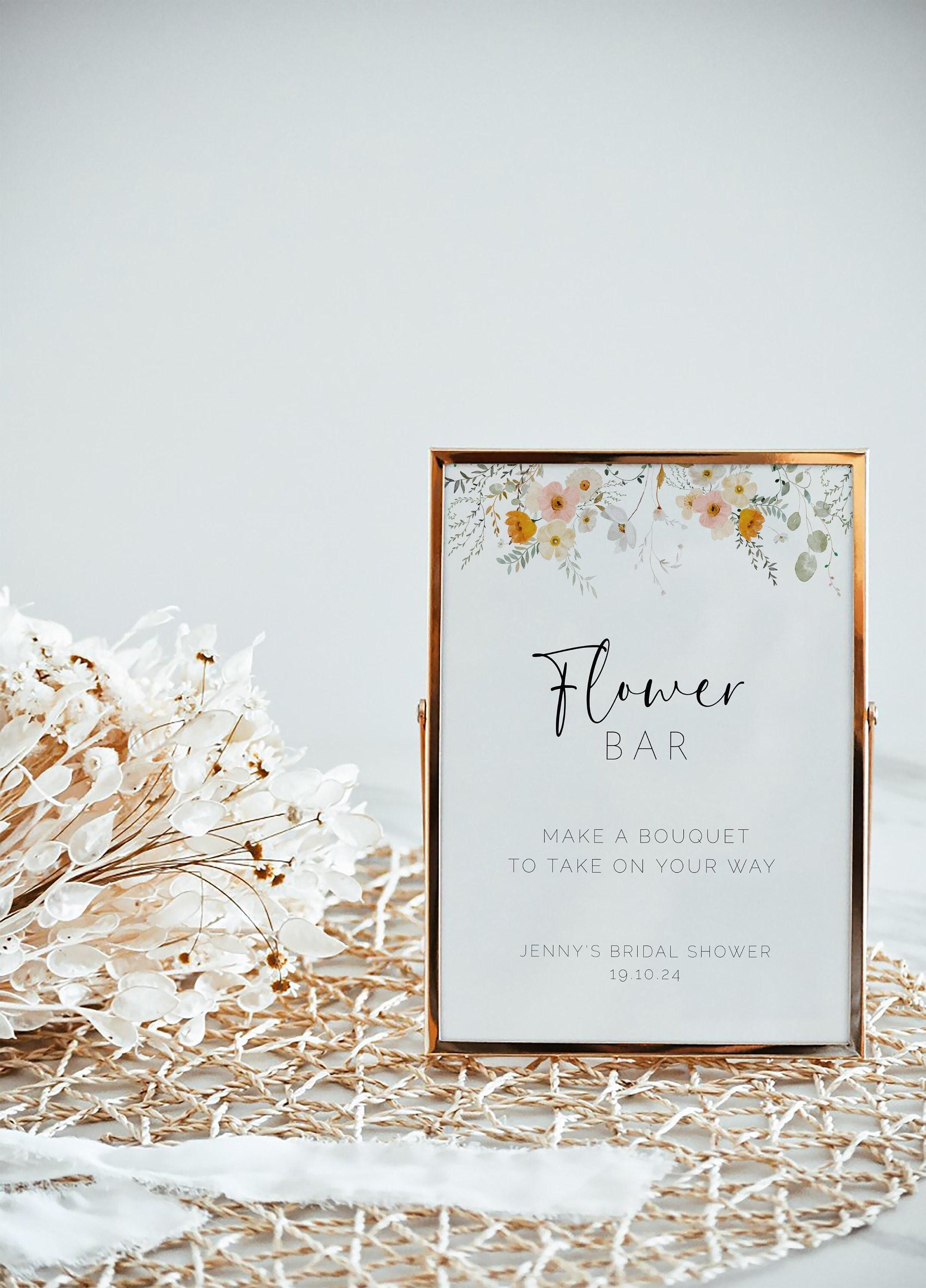 Bouquet Bar Sign, Flower Bar Template, Boho Wild Flowers, Summer Spring ...