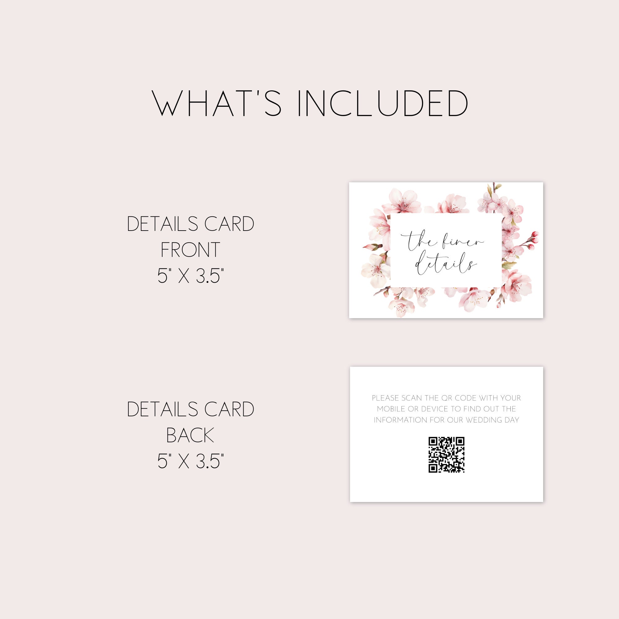 Cherry Blossom Details Card QR Code Template, the Finer Details Insert ...