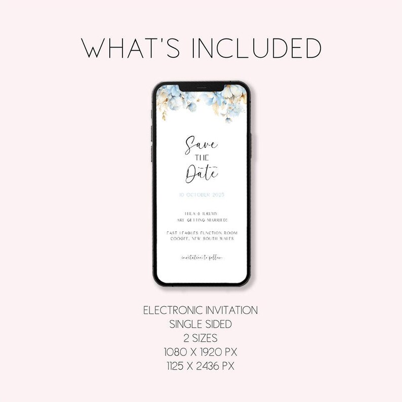 Dusty Blue Electronic Save the Date Invitation Editable E-vite Template ...