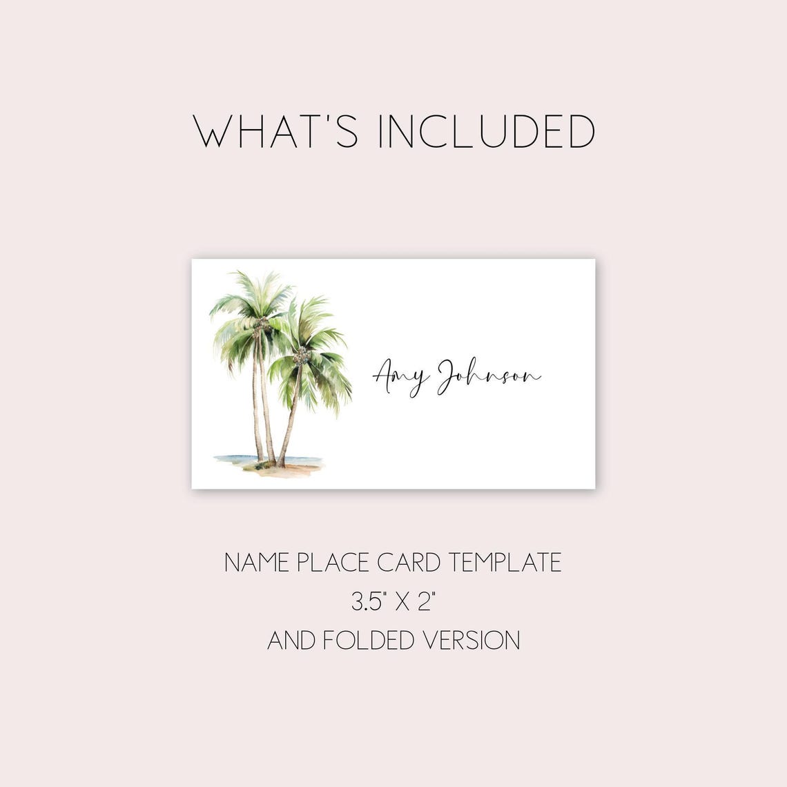 Palm Tree Name Cards for Wedding, Editable Template, Tropical Bridal ...