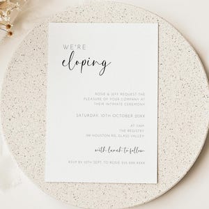 We're Eloping Invitation Template, Minimalist Intimate Wedding Invite ...