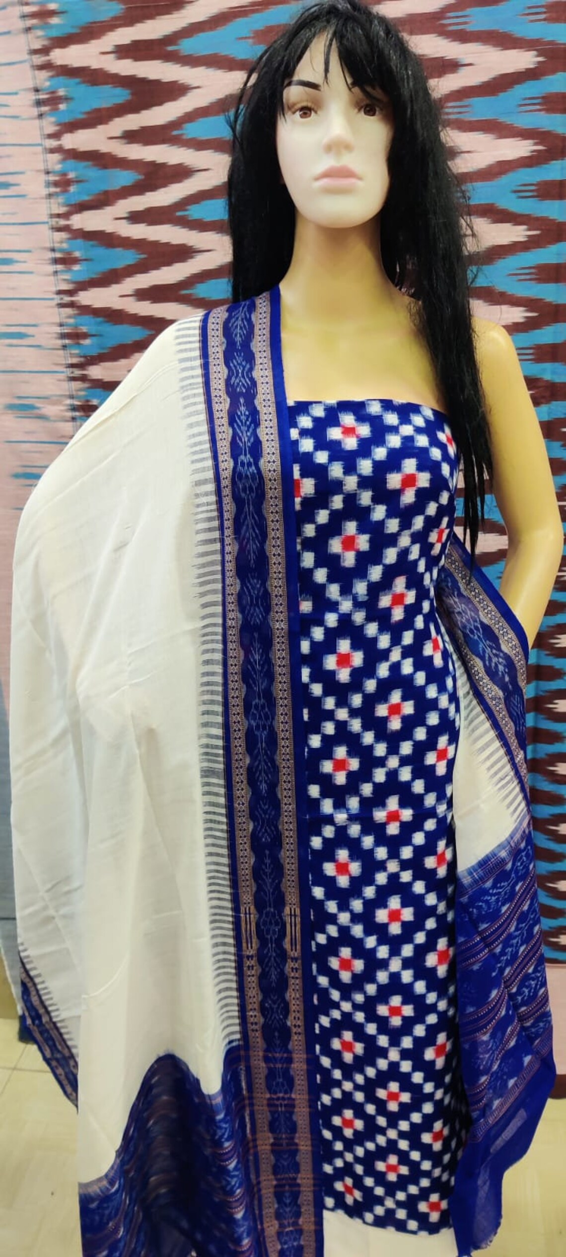 Odisha Sambalpuri Handloom Cotton Dress Piece With Dupatta - Etsy