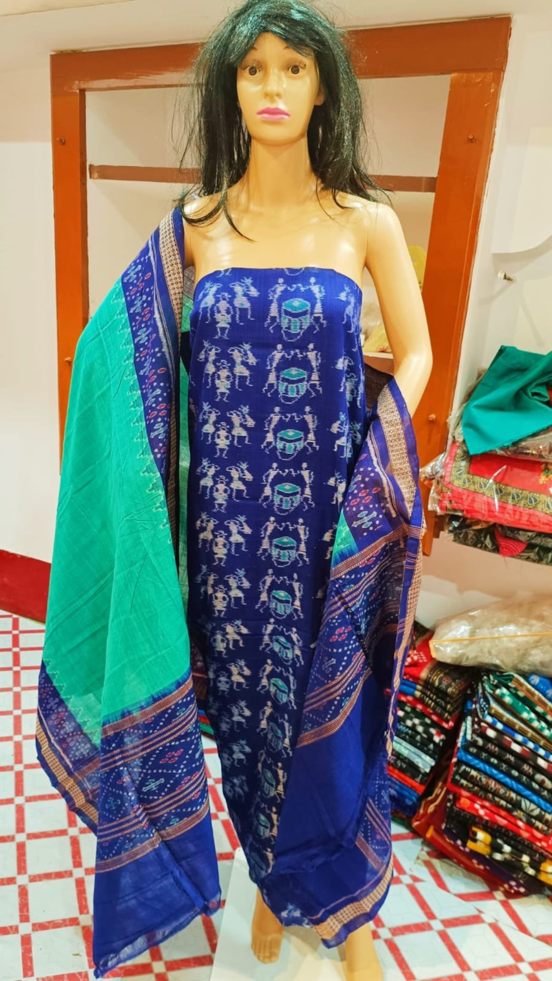 Odisha Sambalpuri Handloom Cotton Dress Piece With Dupatta - Etsy