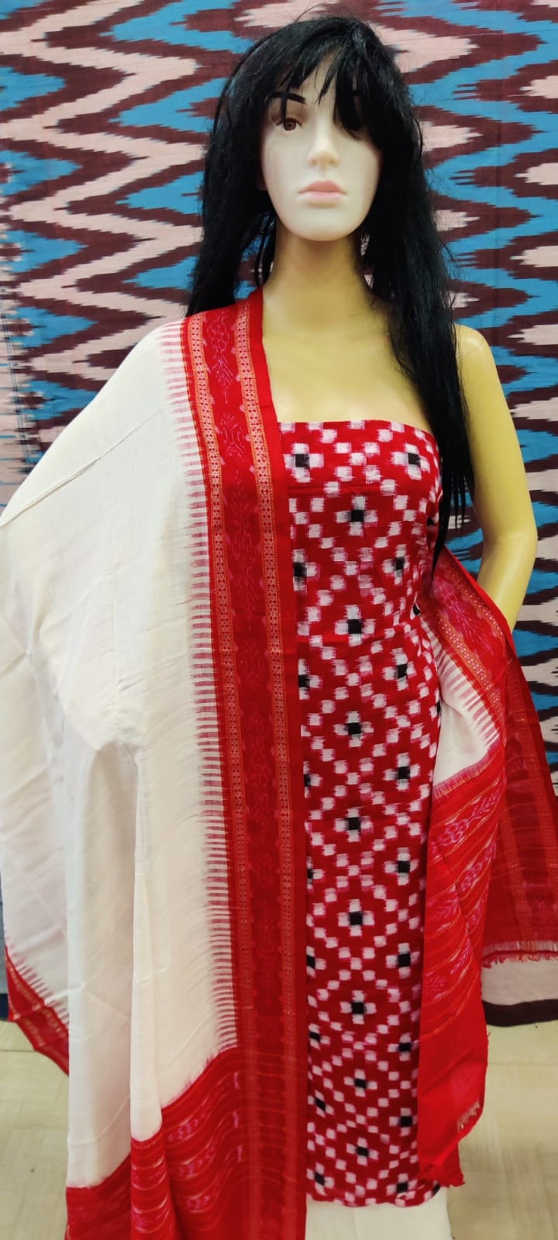 Odisha Sambalpuri Handloom Cotton Dress Piece With Dupatta - Etsy