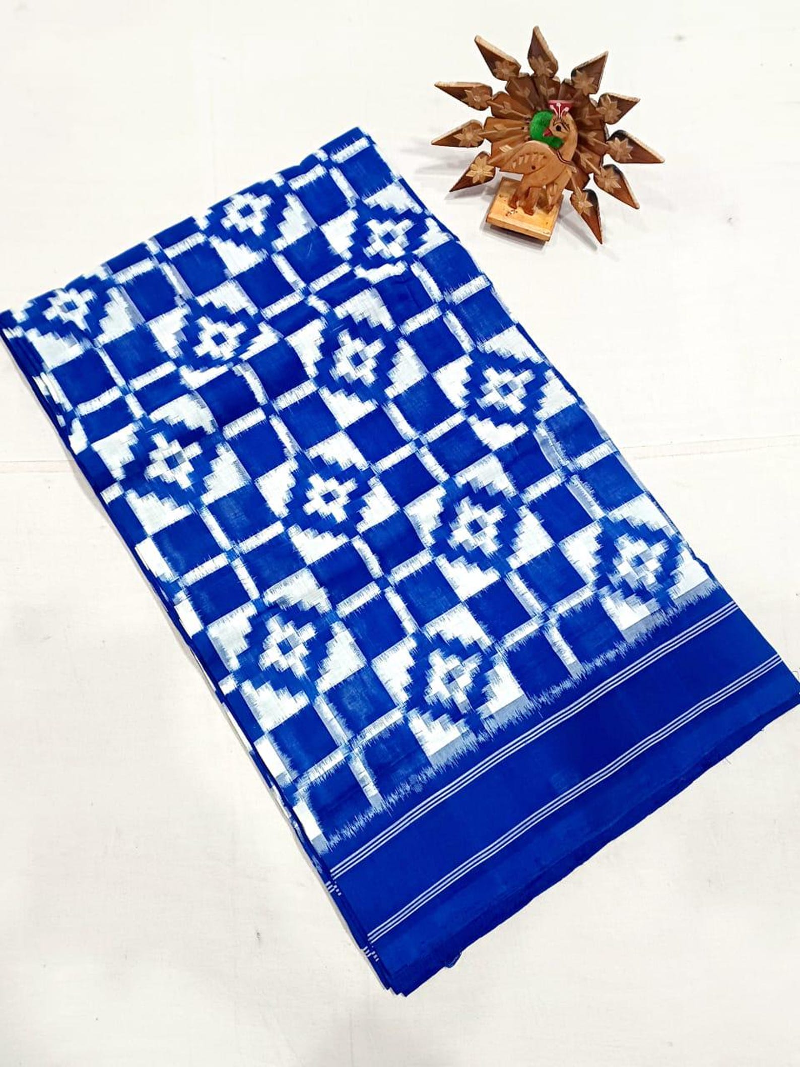 Red-black Telia Rumal Saree – Handwoven Ikat Pure Cotton for ...