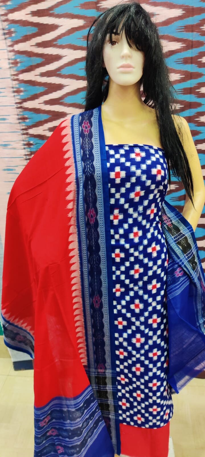 Odisha Sambalpuri Handloom Cotton Dress Piece With Dupatta - Etsy