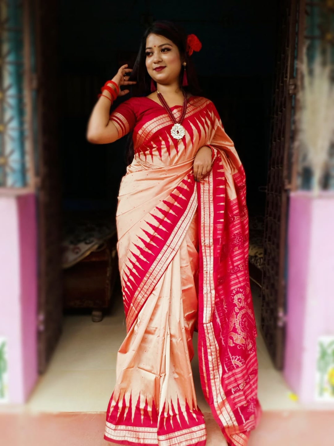 Women's Pink Multicolour Odisha Sambalpuri Silk Handloom - Etsy