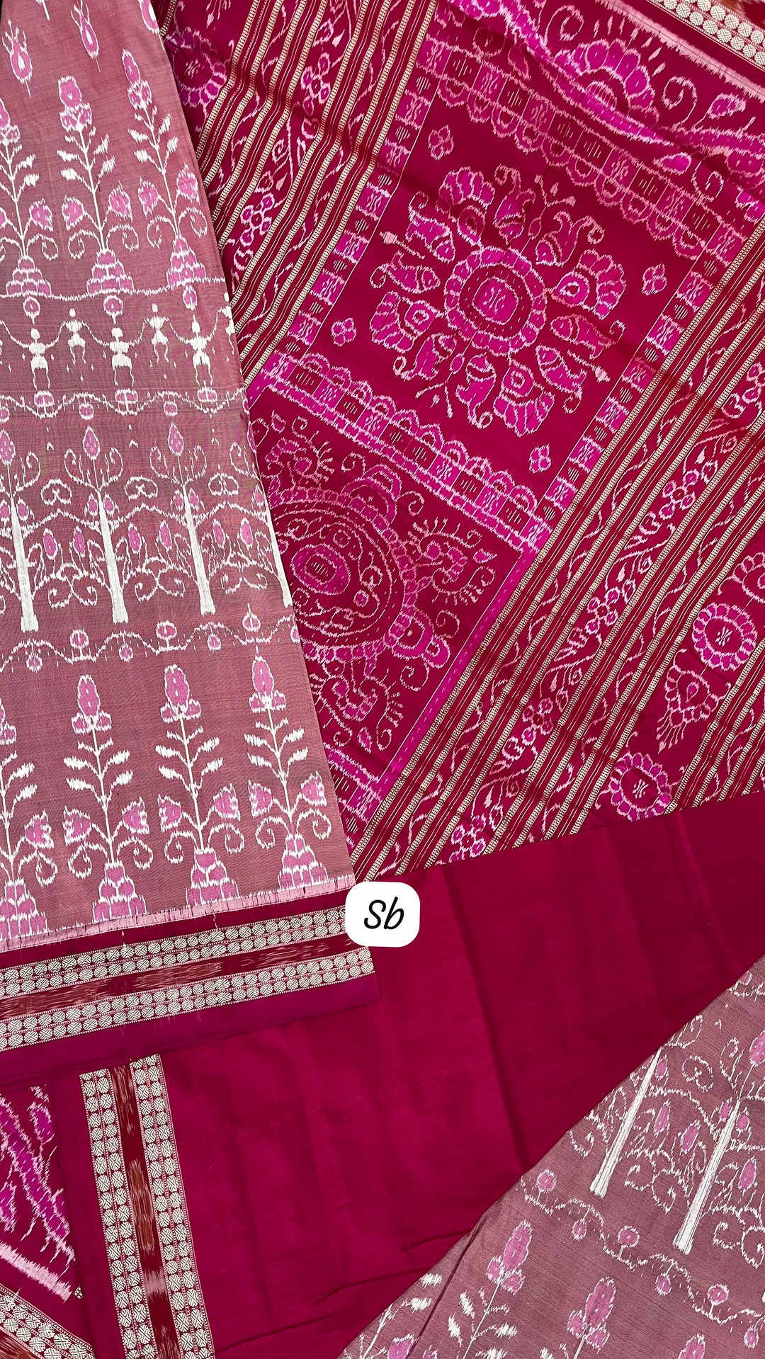 Light Pink Odisha Sambalpuri Tribal Theme Design Body Pure Silk ...