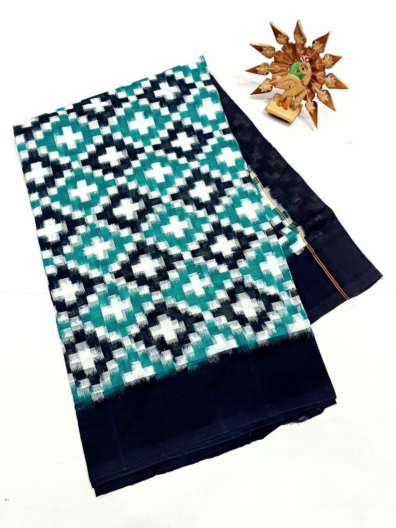 Red-black Telia Rumal Saree – Handwoven Ikat Pure Cotton for ...