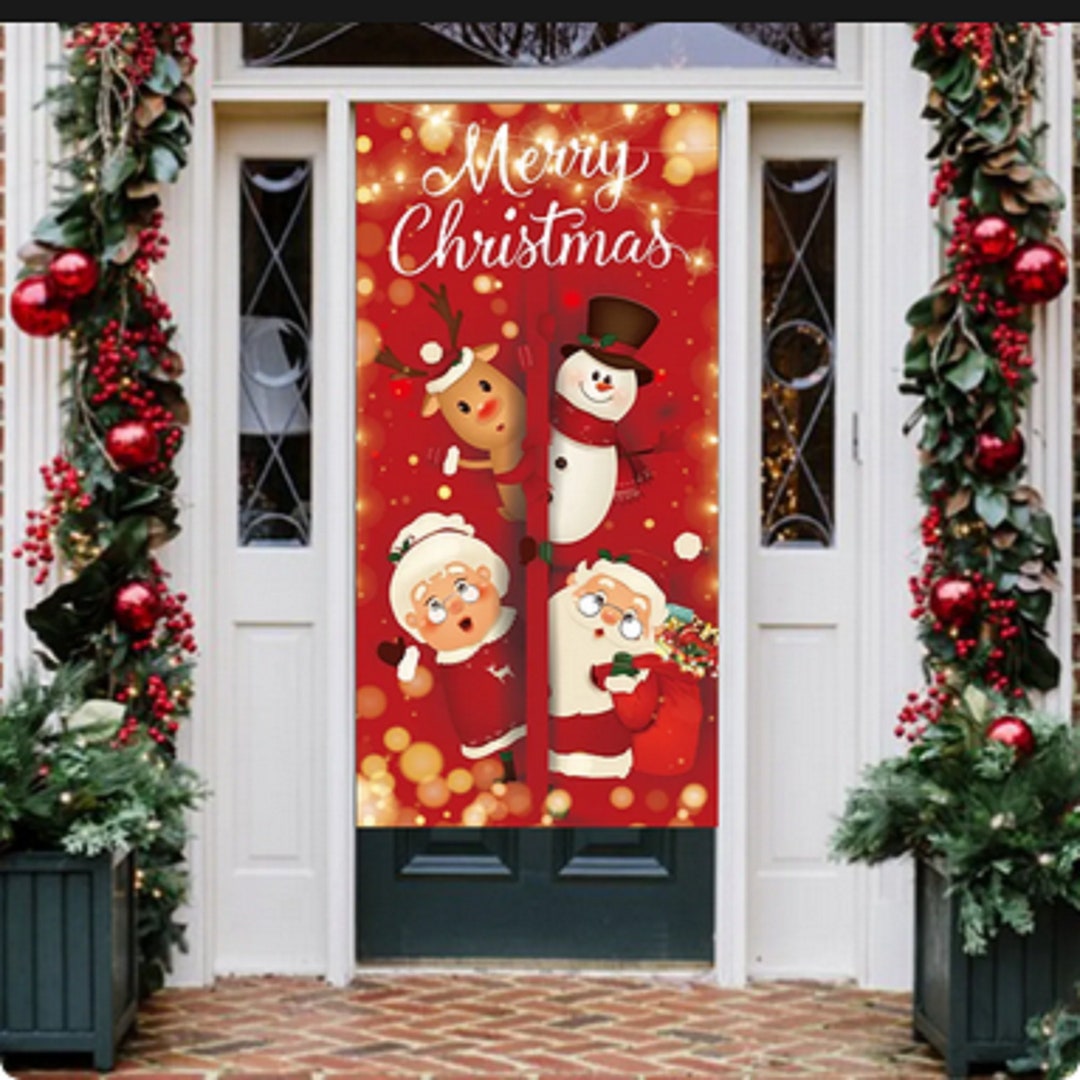 Christmas Banner Xmas Porch Banner Door Sign Welcome Banner - Etsy