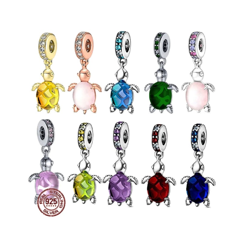 Murano Glass Sea Turtle Dangle Charm for Bracelet, Animal Charms, Snake ...