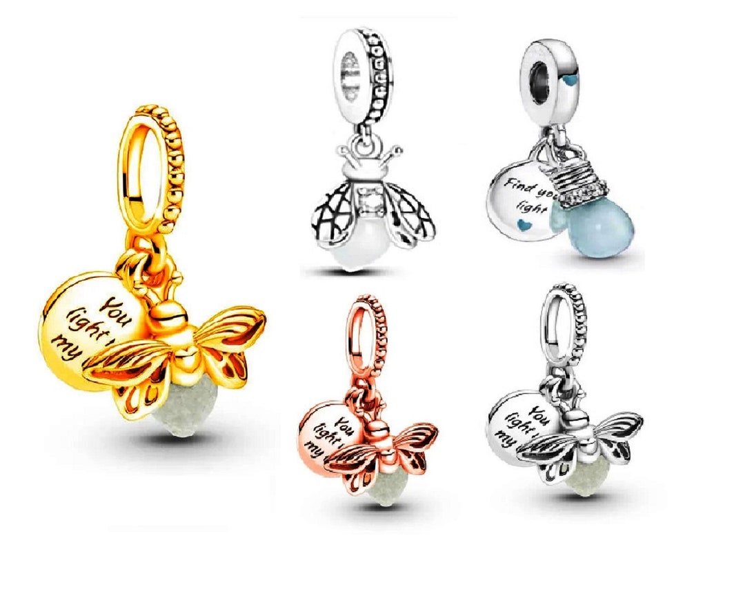 Rose Gold Glow-in-the-dark Firefly Dangle Charm for Bracelet, Animal ...