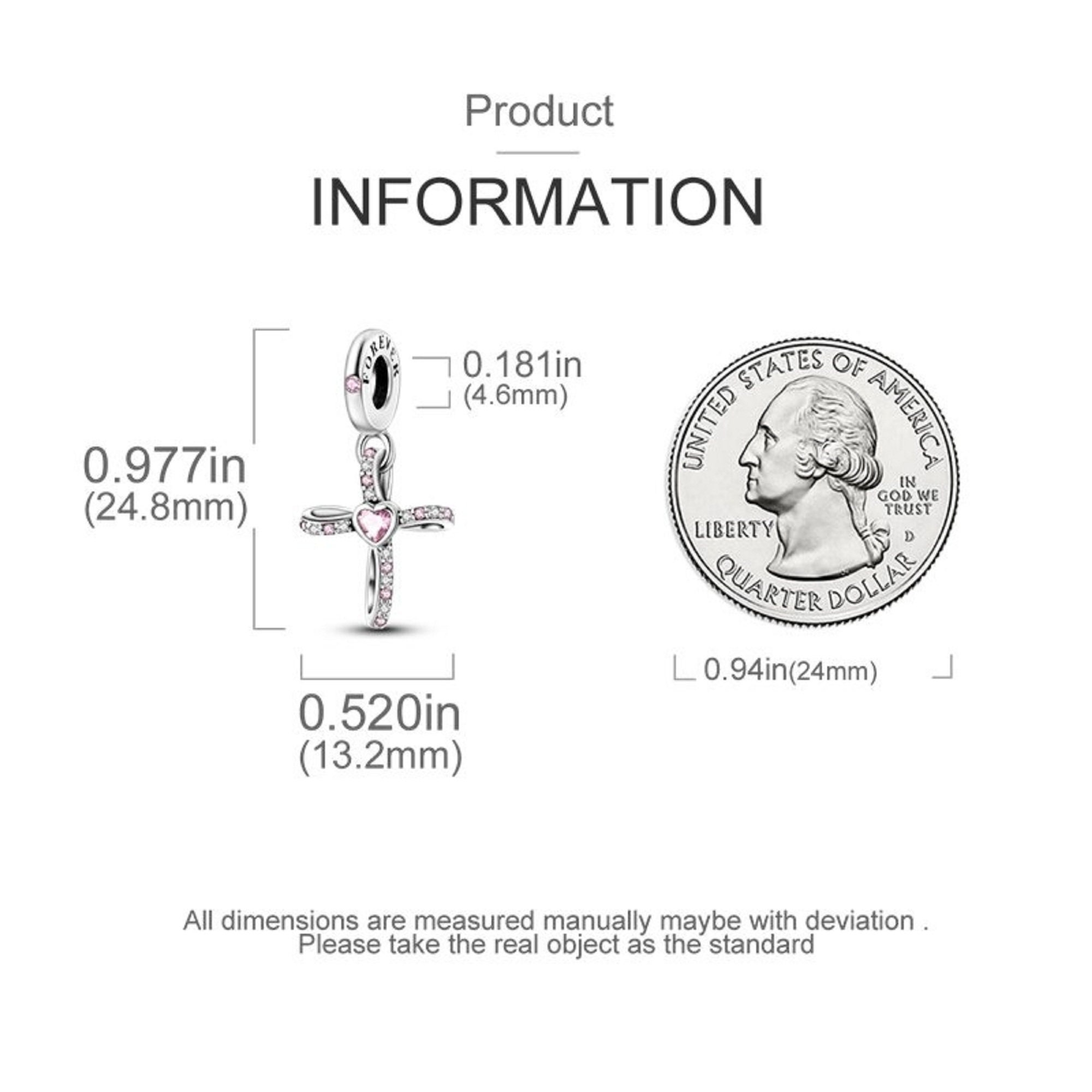 Faith Cross Dangle Charms for Bracelets, 925 Sterling Silver Charm Fits ...