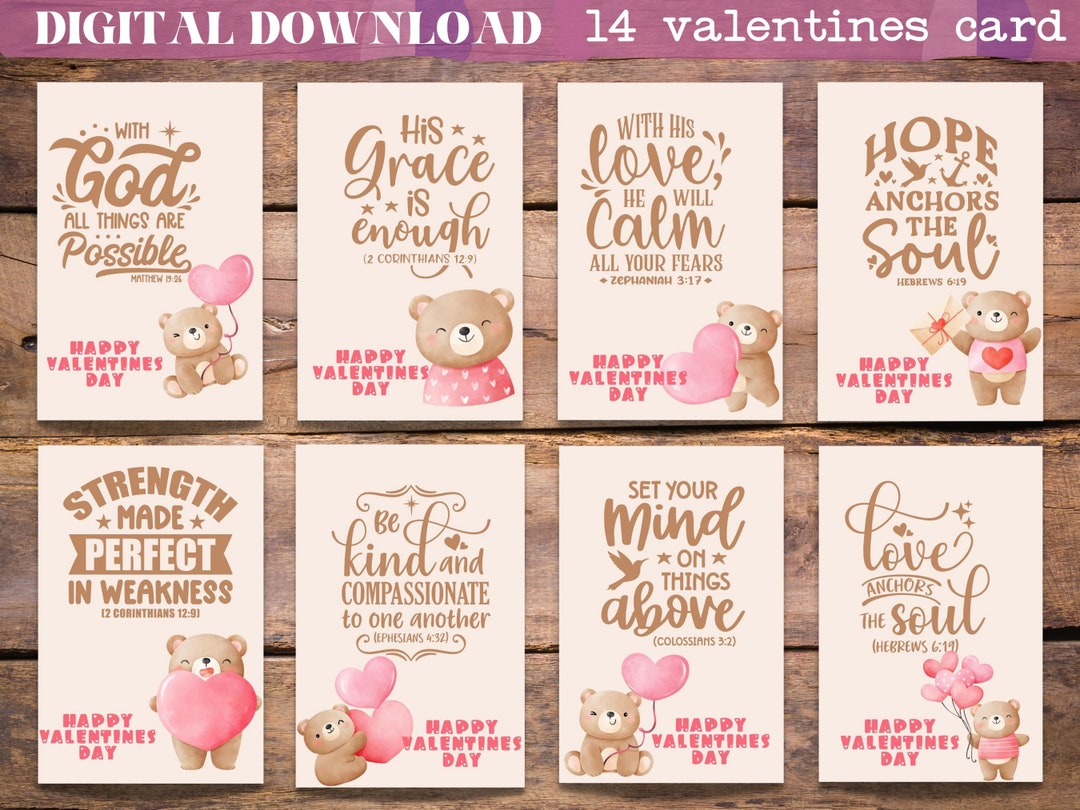 BIBLE VERSE VALENTINES Scripture Valentine's Day Cards Classroom ...