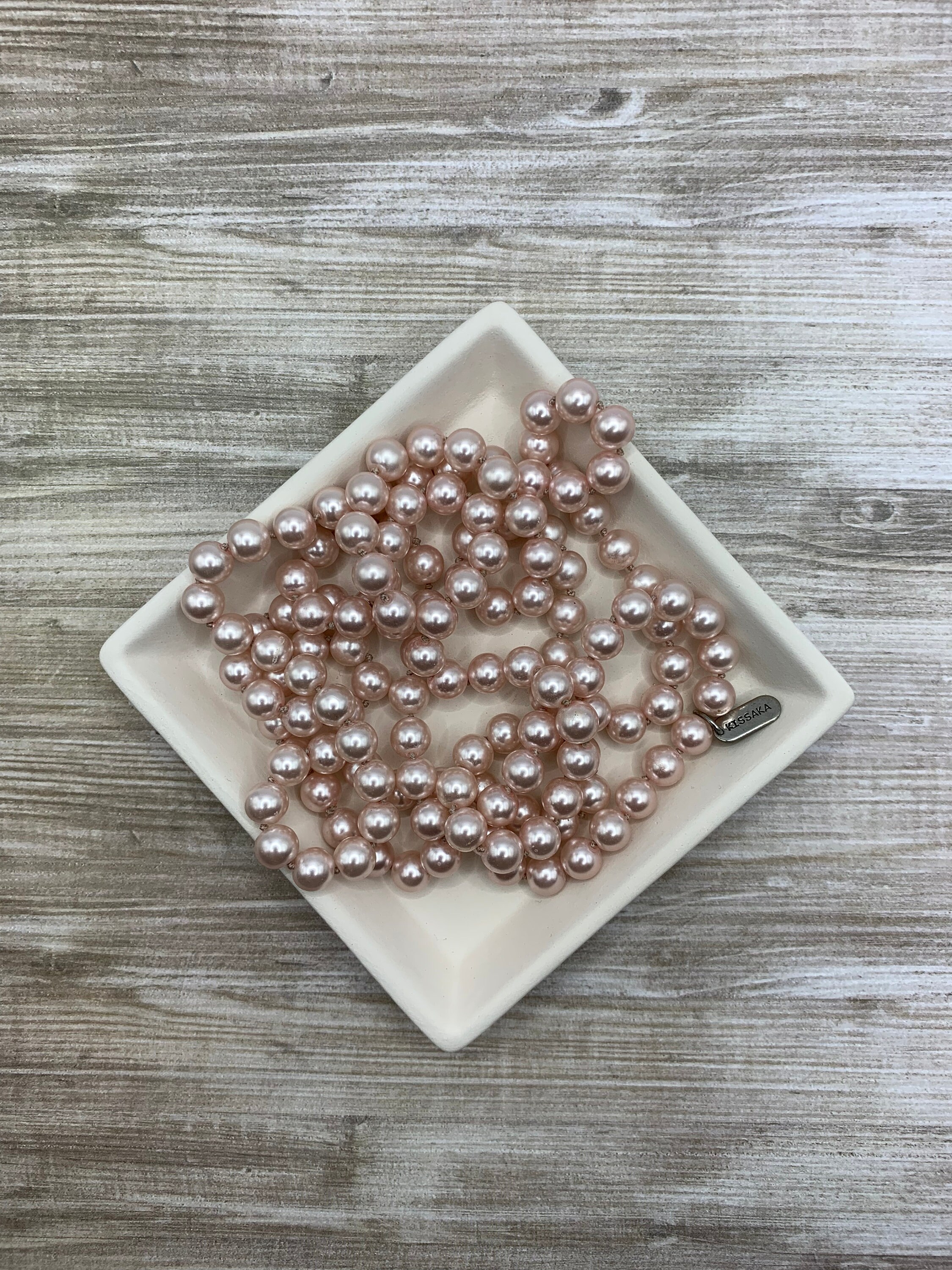 Vintage Kissaka Pink Faux Pearl Necklace Signed Kissaka - Etsy