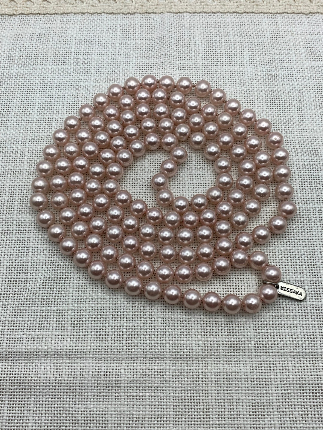 Vintage Kissaka Pink Faux Pearl Necklace Signed Kissaka - Etsy