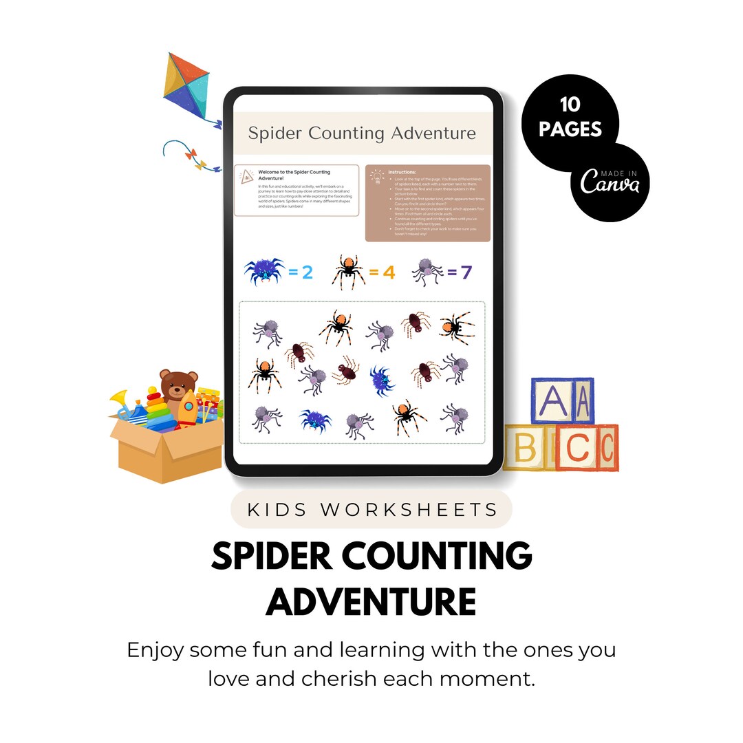 Counting Spiders Activity Math Activity Sheets Kids Counting Practice ...