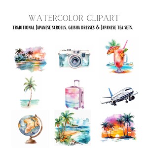 Watercolor Travel Clipart Clipart Bundle Scrapbook Vacation Paper Kit ...