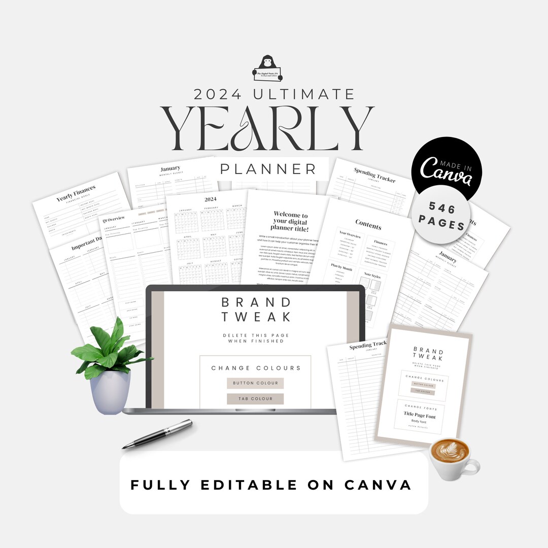 2024 Yearly Planner Printable Perpetual Layout Yearly Overview Full ...