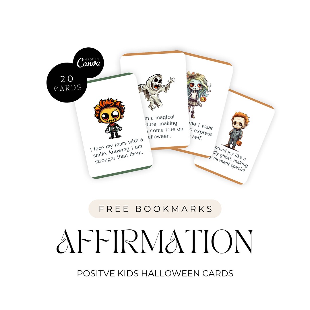 Kids Halloween Positive Affirmation Cards, Printable Affirmation Cards ...