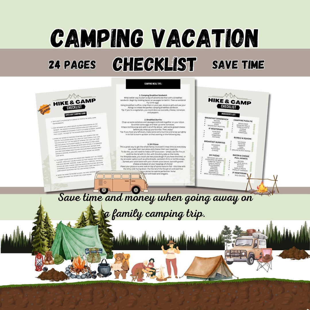 Camp Checklist Camping Planner Packing Checklist Packing - Etsy