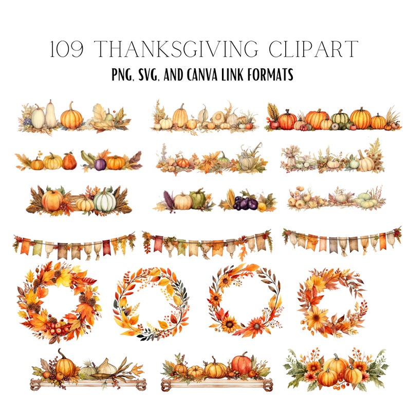 Watercolor Thanksgiving Clipart Cute Turkey Svg Fall Clipart Turkey ...