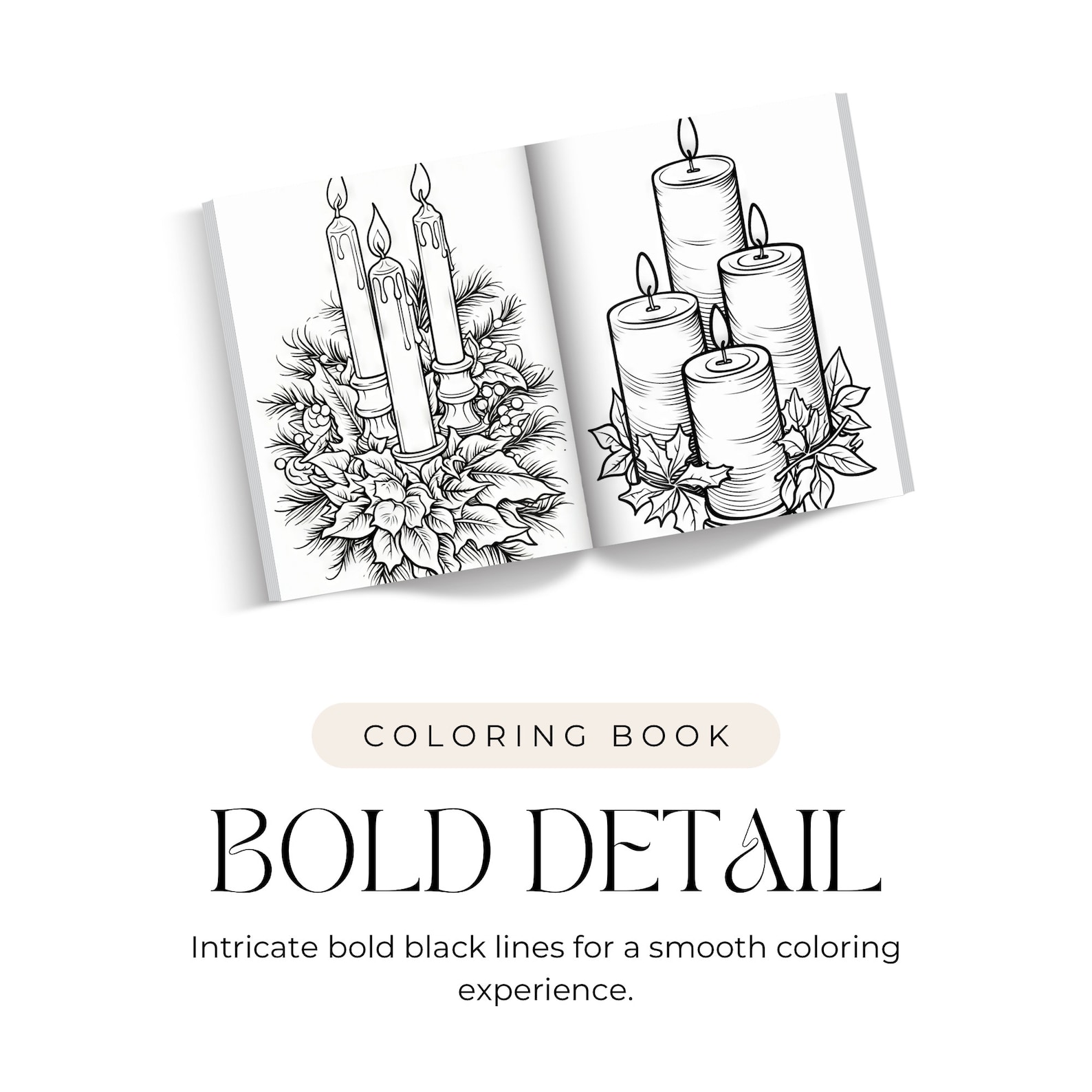 Christmas Coloring Page Candle Coloring Page Digital Download Winter ...