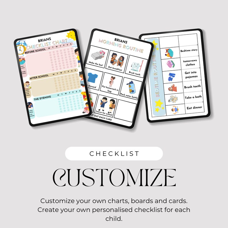 School Day Routine Checklist, Canva Template, Kids Routine Checklist ...