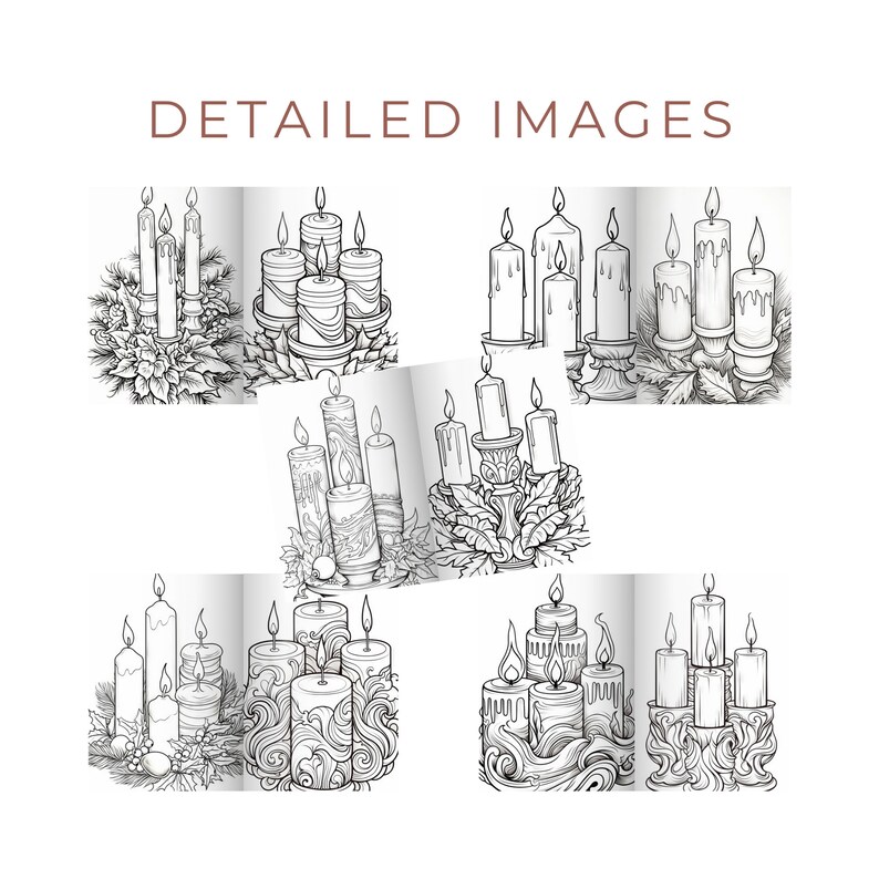 Christmas Coloring Page Candle Coloring Page Digital Download Winter ...