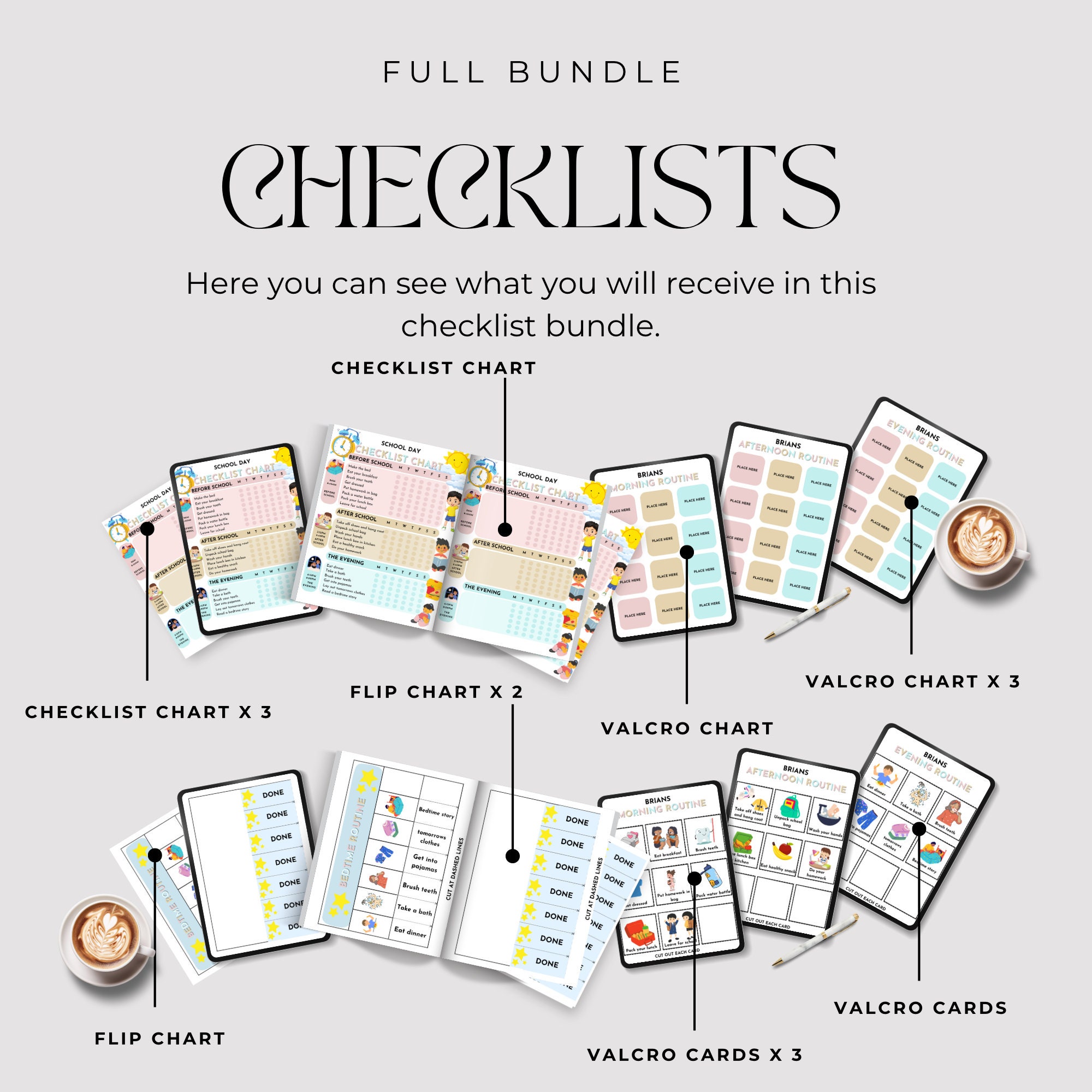 School Day Routine Checklist, Canva Template, Kids Routine Checklist ...