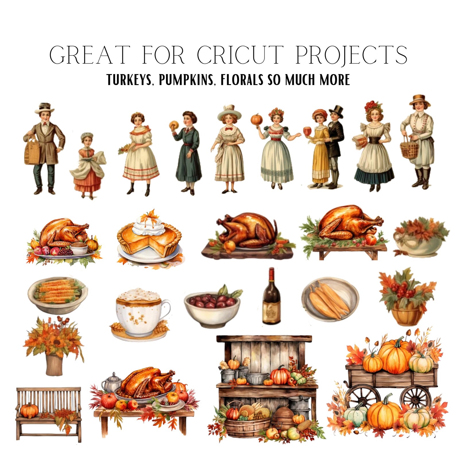 Watercolor Thanksgiving Clipart Cute Turkey Svg Fall Clipart Turkey ...