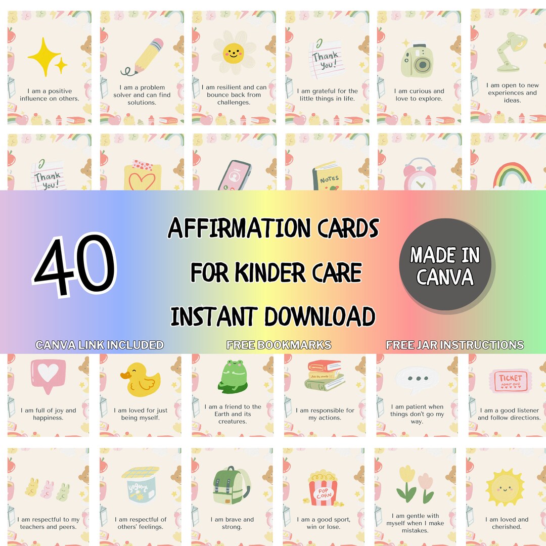 Motivational Cards Back to School Self Care Affirmations - Etsy