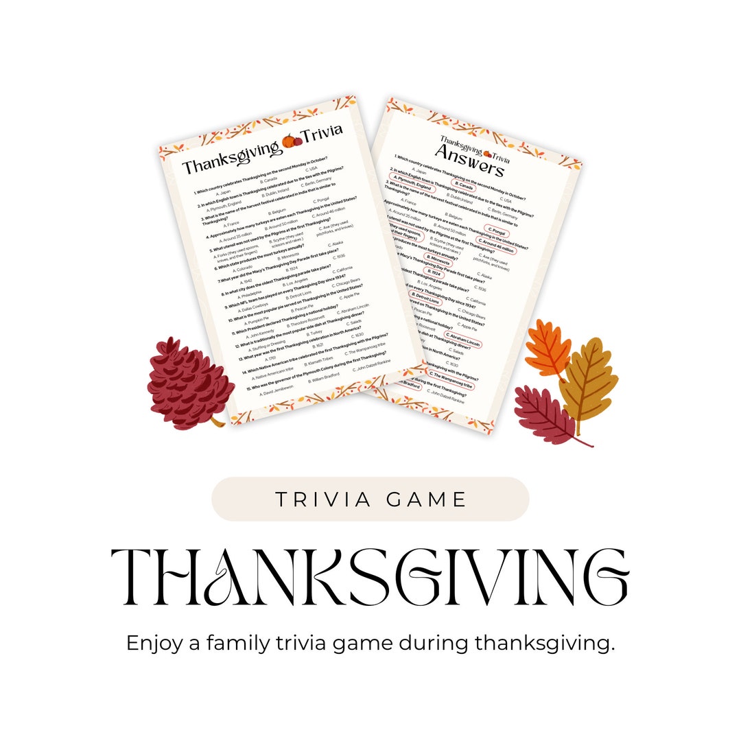 Thanksgiving Trivia Game Friendsgiving Games Turkey Trivia Thanksgiving ...