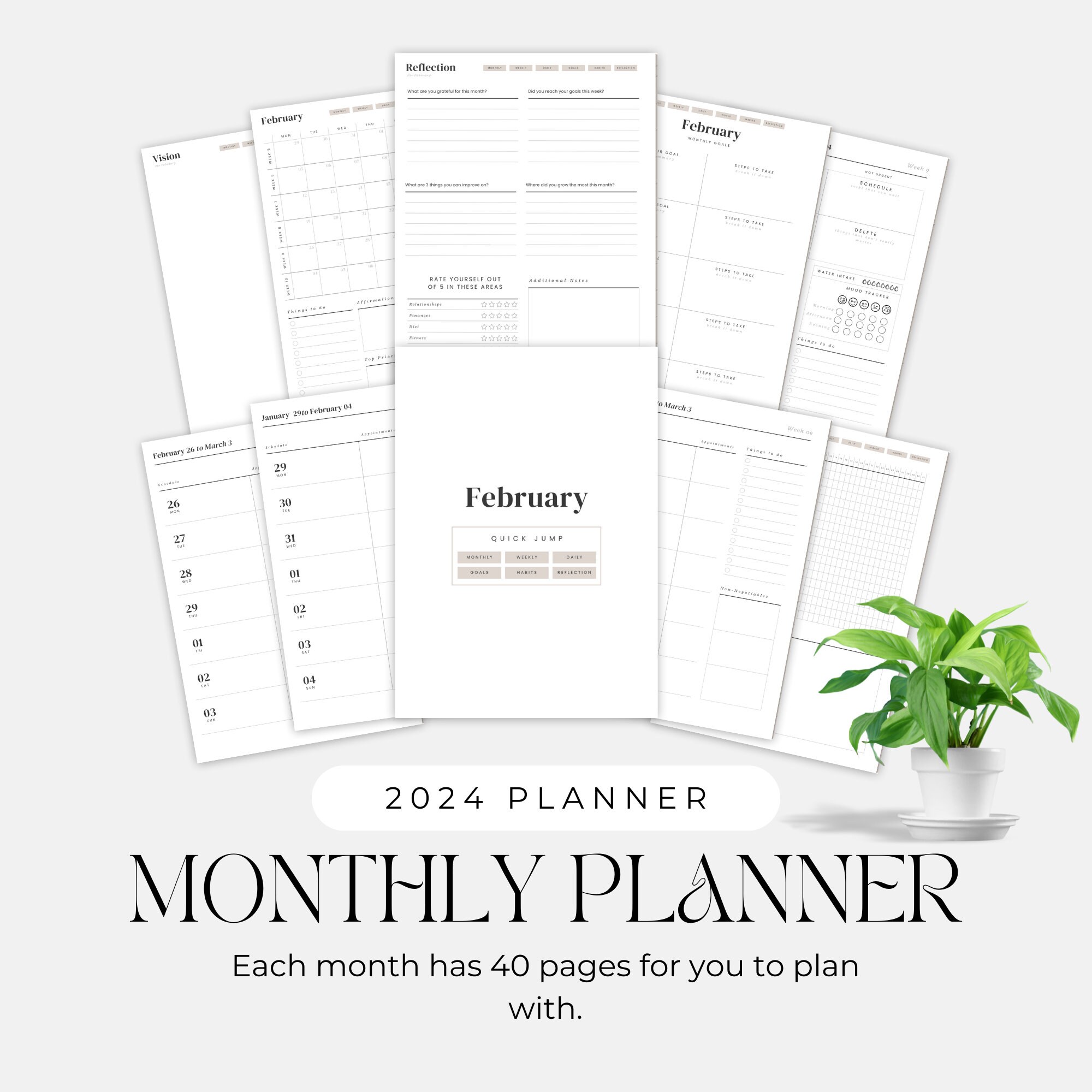 2024 Yearly Planner Printable Perpetual Layout Yearly Overview Full ...
