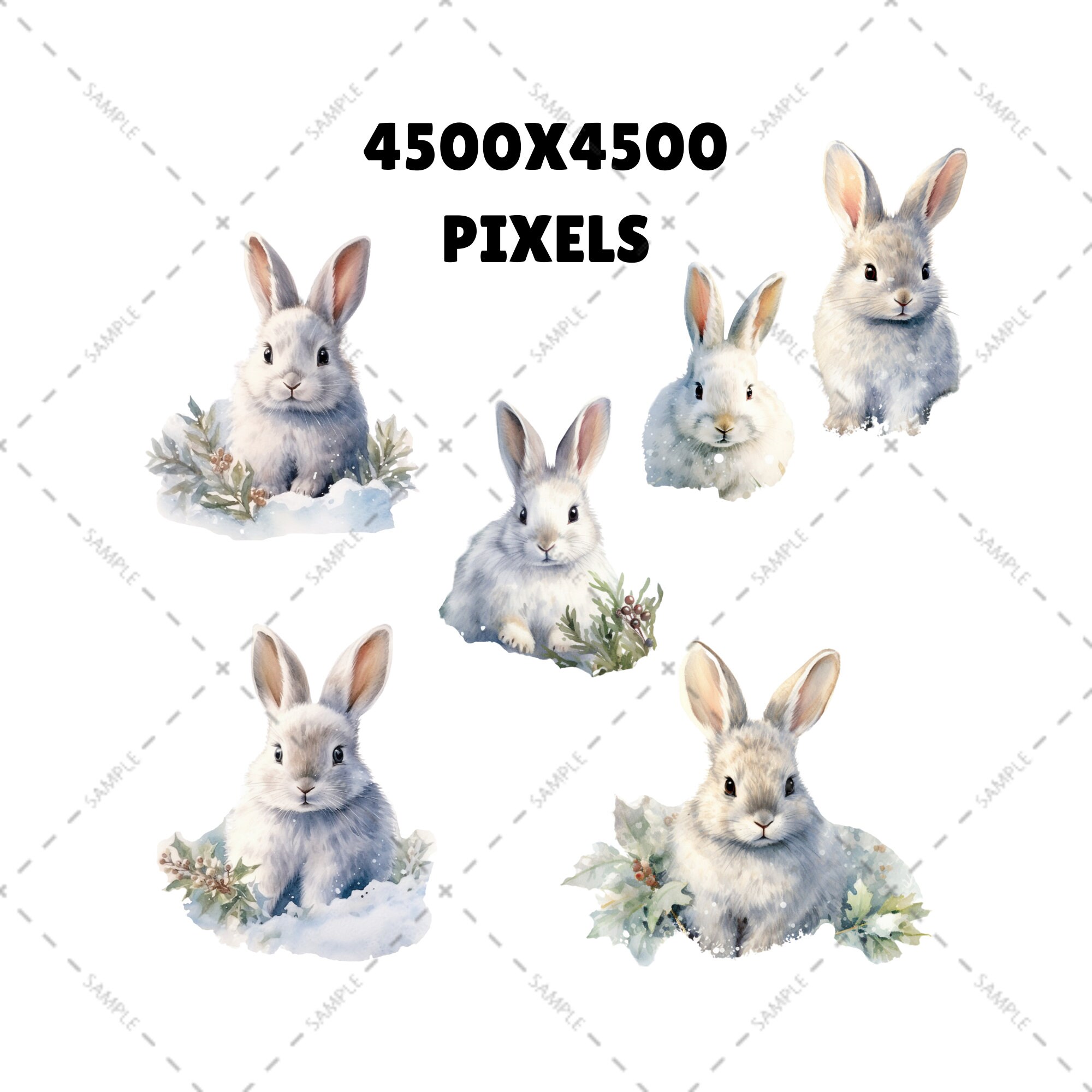 Winter Clipart Bunny Clipart Wall Art Book Illustration Christmas ...