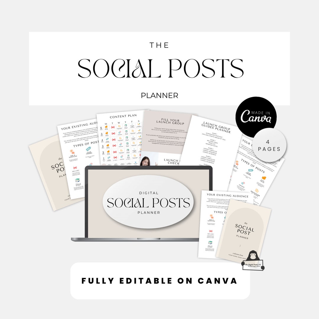 Content Planner Social Media Kit Digital Download Social Media Planner ...