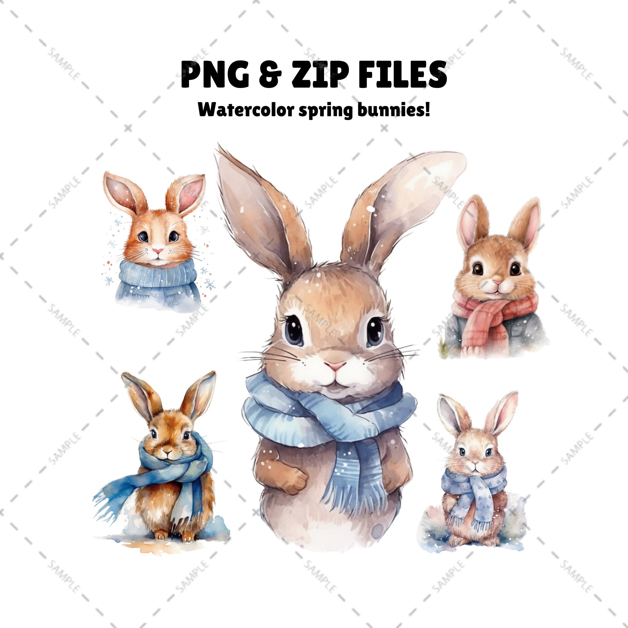 Winter Clipart Bunny Clipart Wall Art Book Illustration Christmas ...