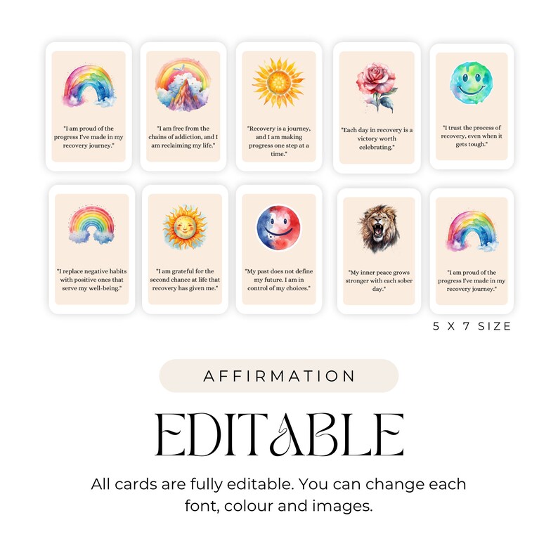 Recovery Positive Affirmation Cards Therapy Office Decor Positive Quote ...