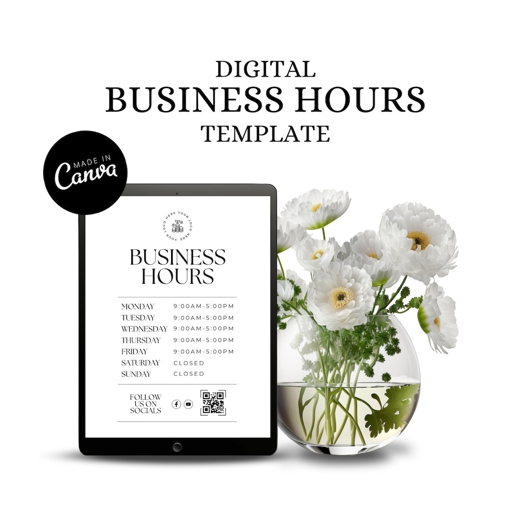 Business Hours Template Store Front Window Storefront Decal With Hours ...