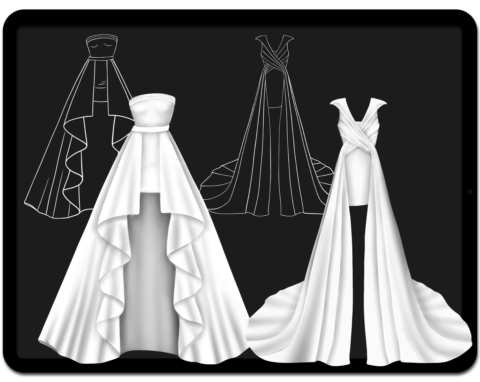 Procreate Wedding Dress Stamp Brushes | Procreate Dress Stamp ...