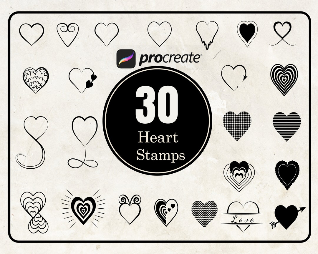 Procreate Heart Stamps | Instant Download - Etsy