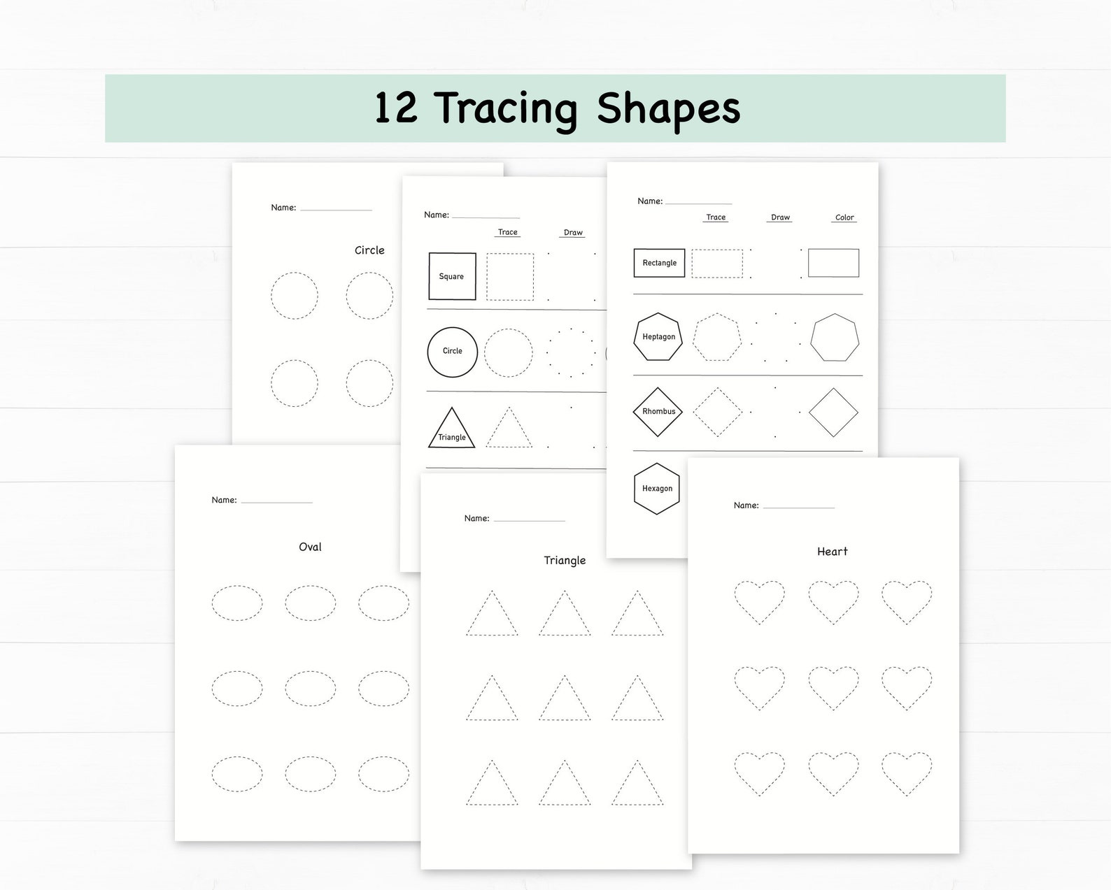 12 Shape Tracing and Matching | Printable Shape Worksheets | Preschool ...