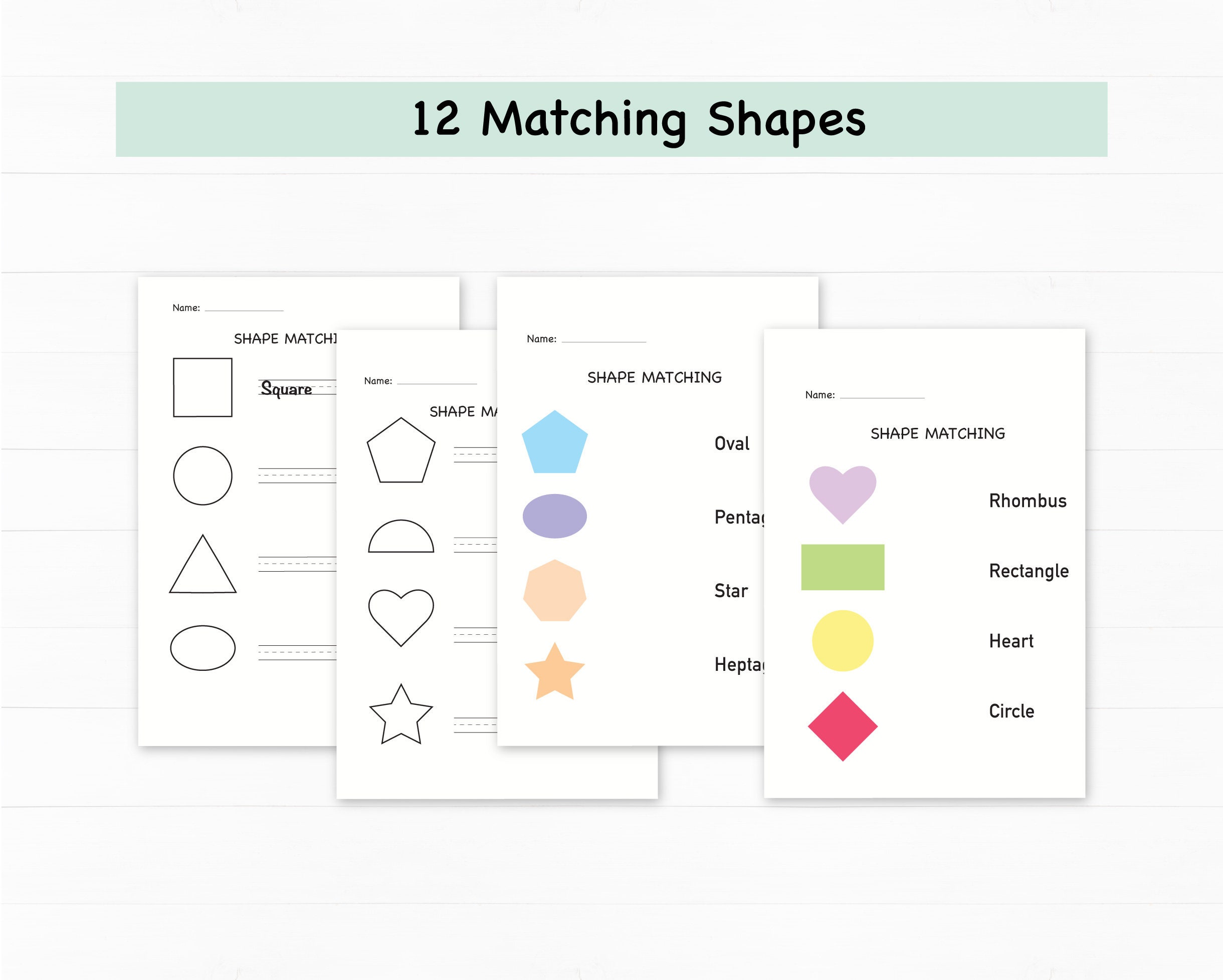 12 Shape Tracing and Matching Printable Shape Worksheets Preschool ...