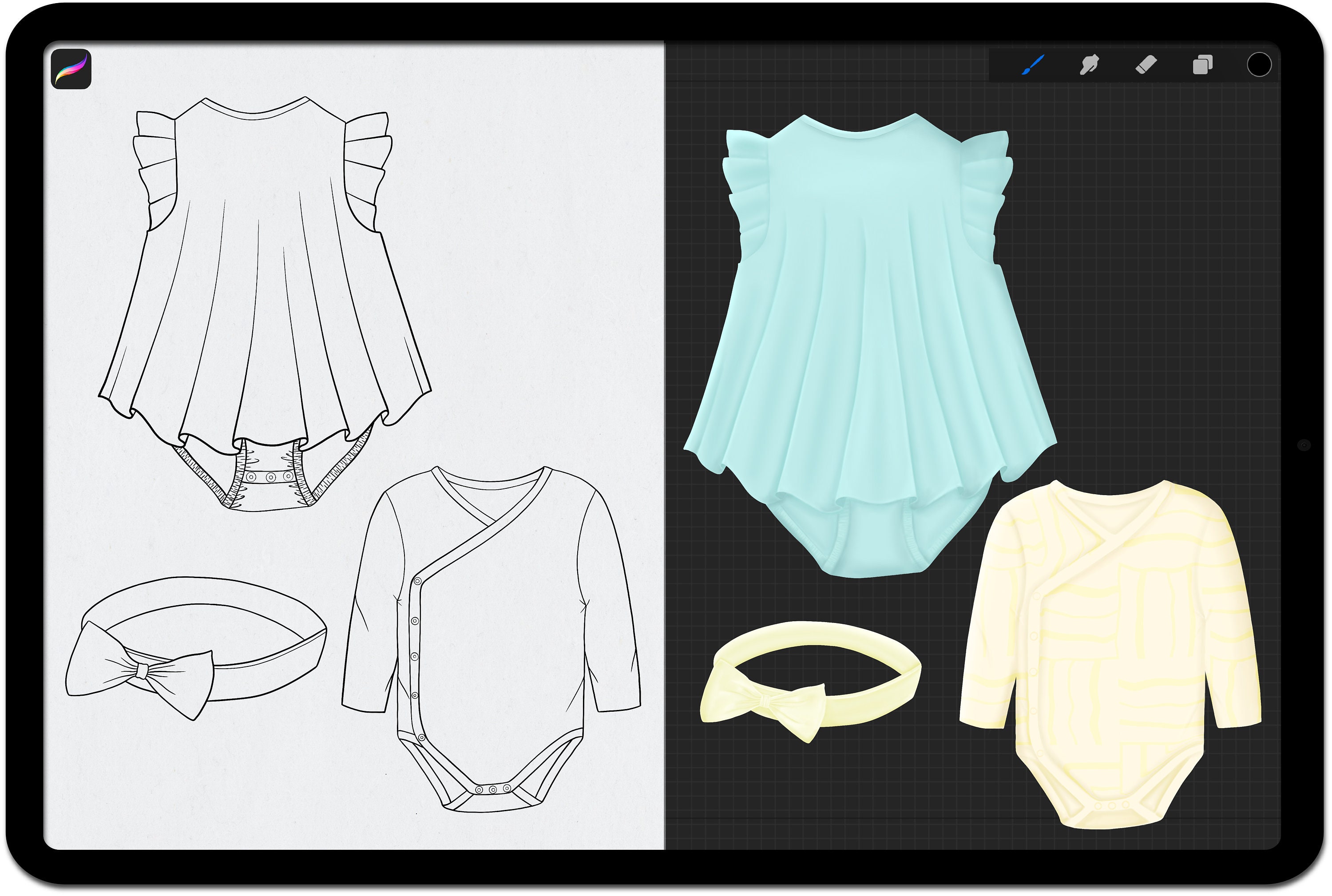 Procreate Baby Clothes Stamp Brushes | Procreate Baby Clothing Stamp ...