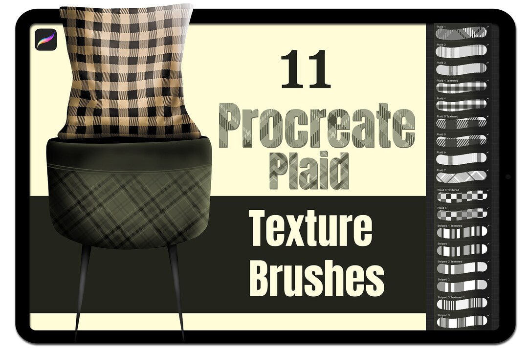 Procreate Texture Brushes | Procreate Tartan Brush | Plaid and Striped ...
