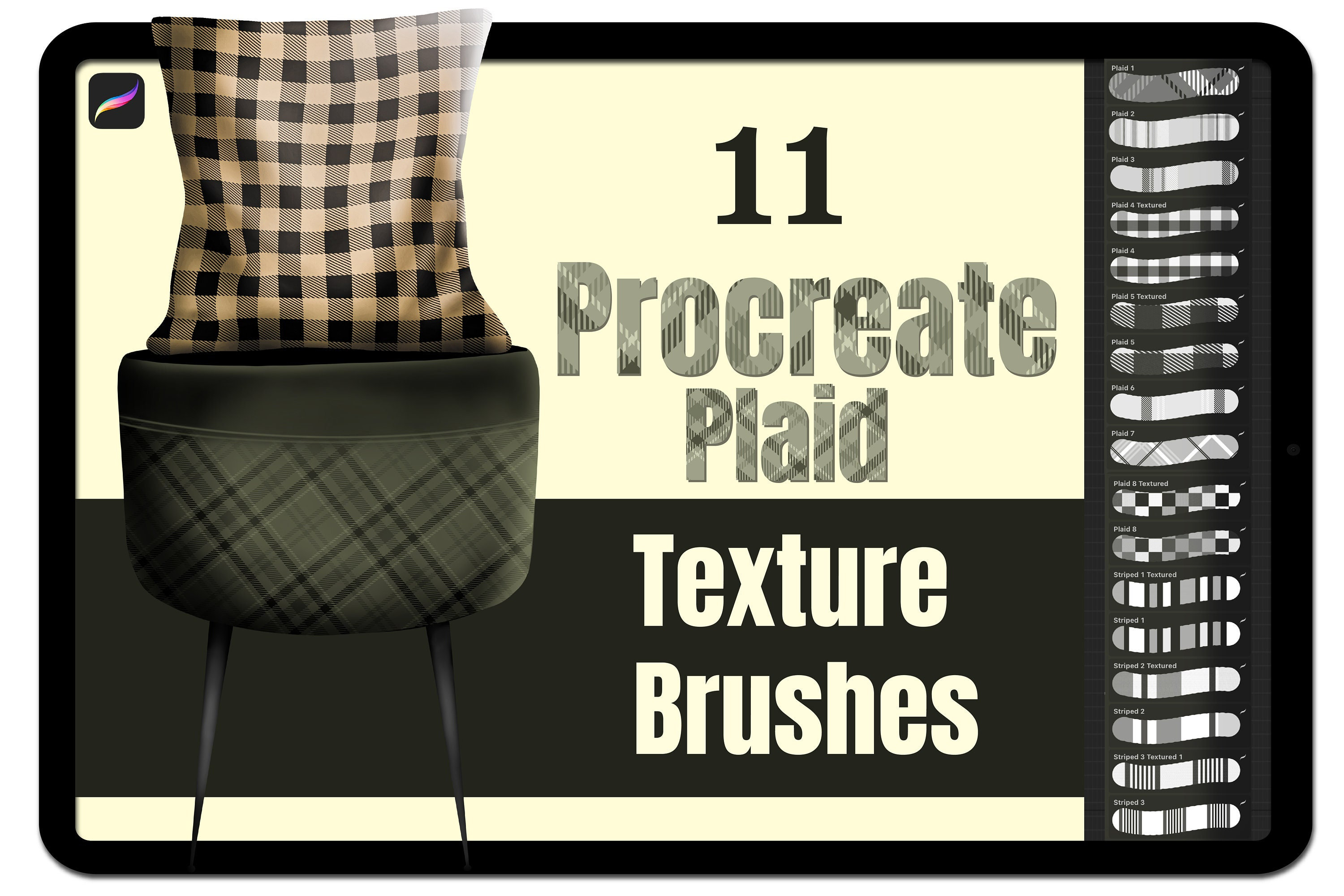 Procreate Texture Brushes Procreate Tartan Brush Plaid and Striped ...