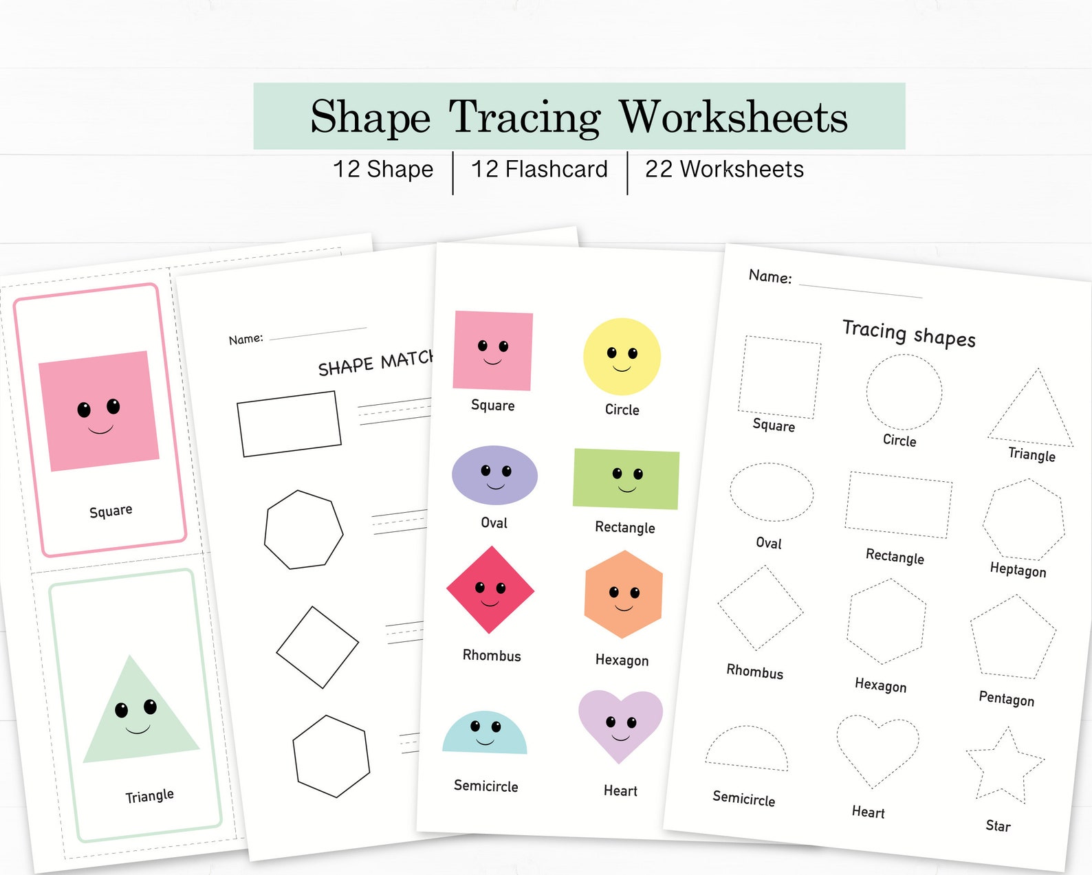 12 Shape Tracing and Matching | Printable Shape Worksheets | Preschool ...