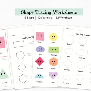 12 Shape Tracing and Matching | Printable Shape Worksheets | Preschool ...
