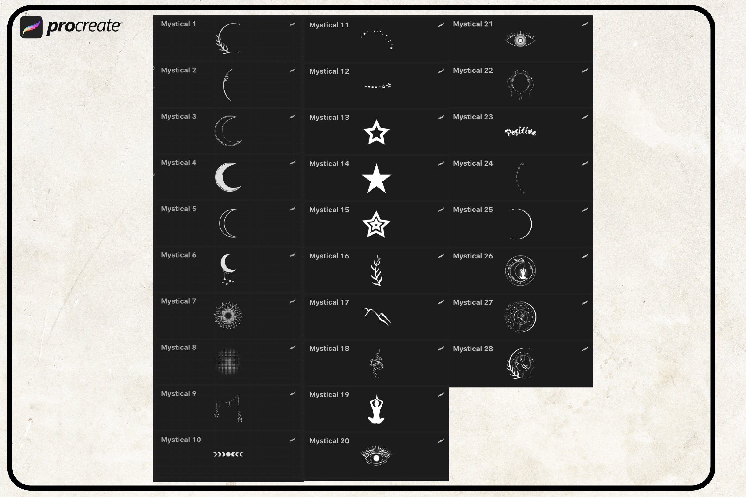 Mystic Stamp Brush Set for Procreate | Digital Art Supplies | Instant ...