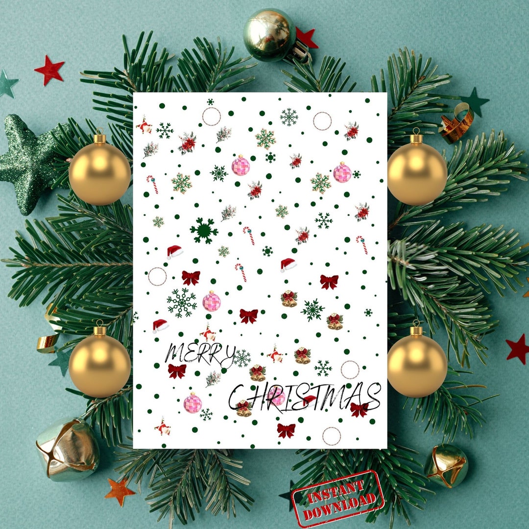 Merry Christmas Card,pdf Printable Merry Christmas Card,printable Merry ...